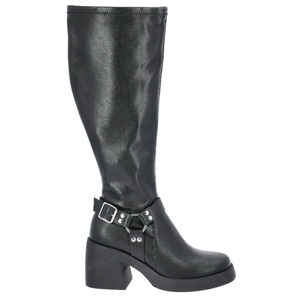 Madden Nyc | Shoes | Madden Nyc Tall Buckle Boots Black Faux Leather ...